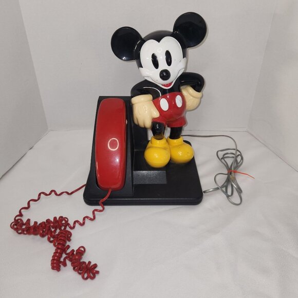 Disney | Accents | Vintage Att Mickey Mouse Phone Figurine Red Corded ...